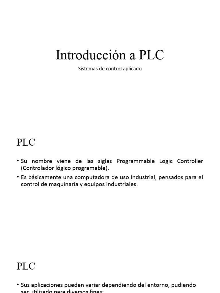 Introducción A PLC | Descargar gratis PDF | Controlador lógico programable | Programa de computadora