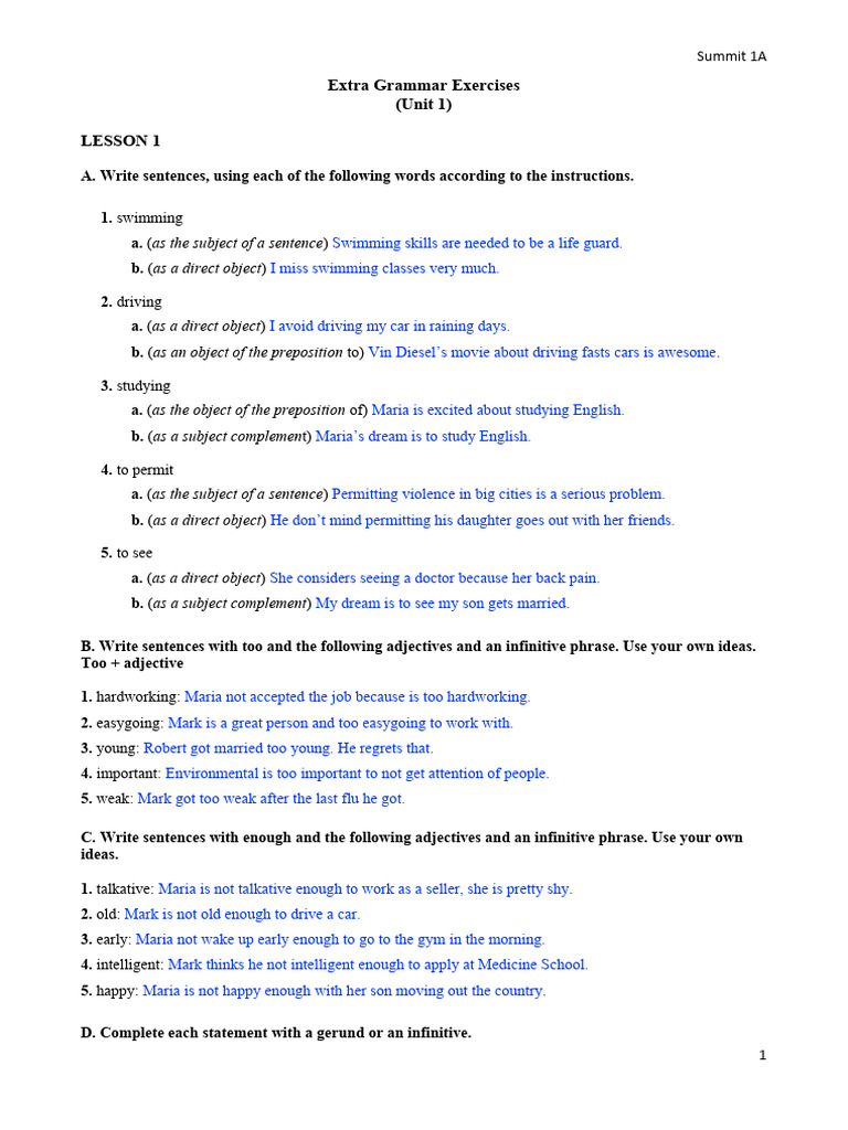 Extra Grammar Exercises | PDF | Adjective | Preposition And Postposition