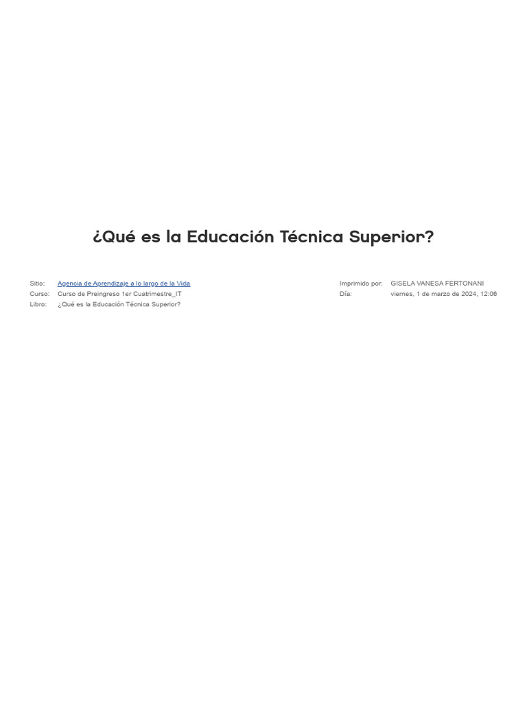 Educación Técnica Superior: Definición y Contexto | PDF | Educación más ...