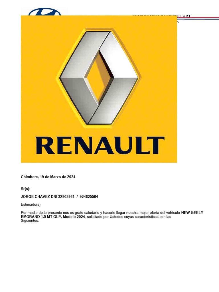 EMGRAND MT GLP Jorge Chavez 2 | PDF | Vehículo de motor | Industria automotriz