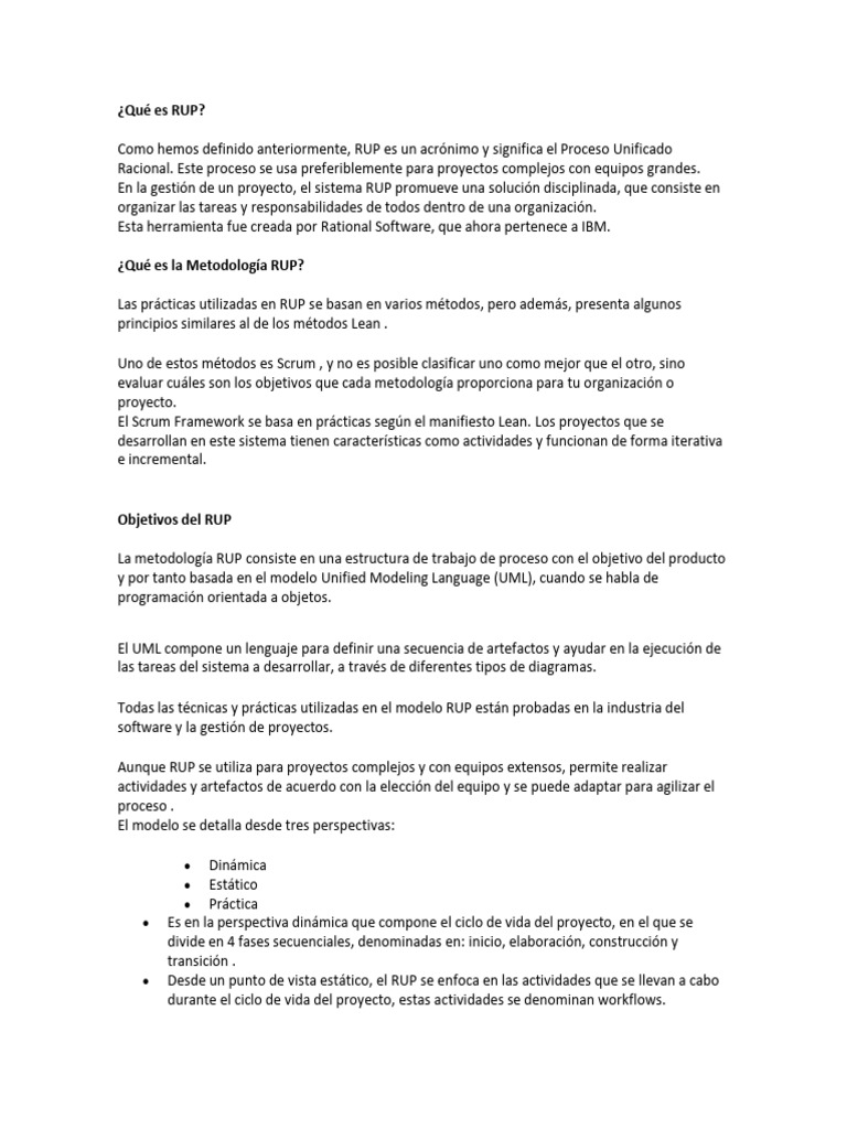 Metodologia RUP | PDF | Software | Lenguaje de modelado unificado