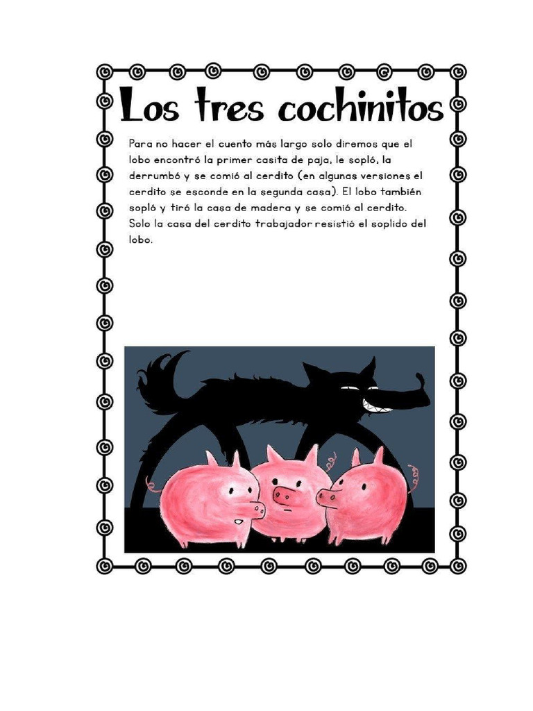 Cuentos Cortos Los 3 Cochinitos | PDF