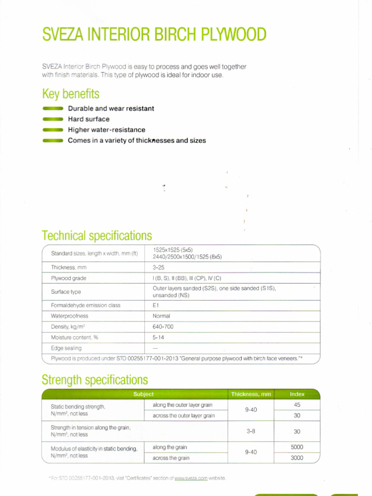 Ficha Tecnica Triplay Birch | PDF