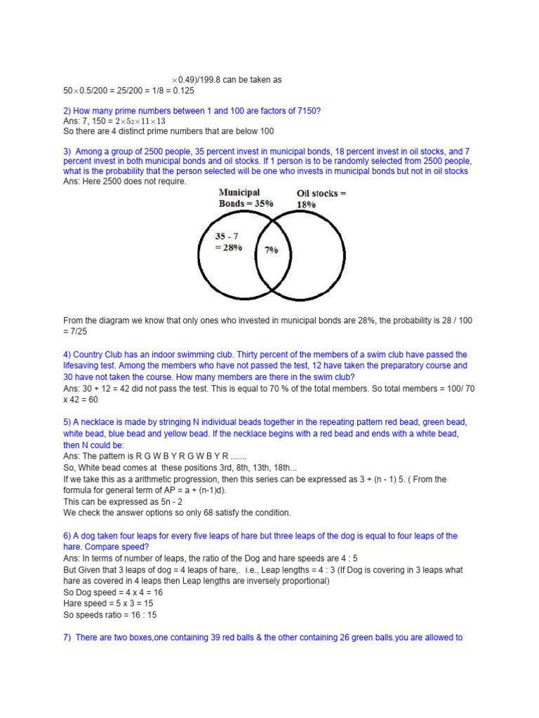 TCS Latest Pattern Questions With Explanations - 3 | PDF | Probability ...