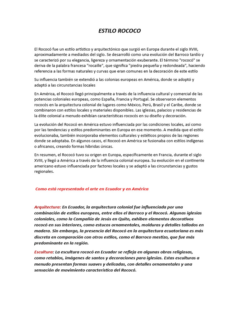 Estilo Rococo | PDF | Américas | Estilo