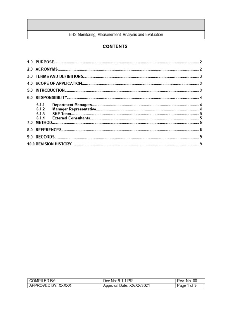 EHS Monitoring, Measurement, Analysis and Evaluation | PDF | Finance ...