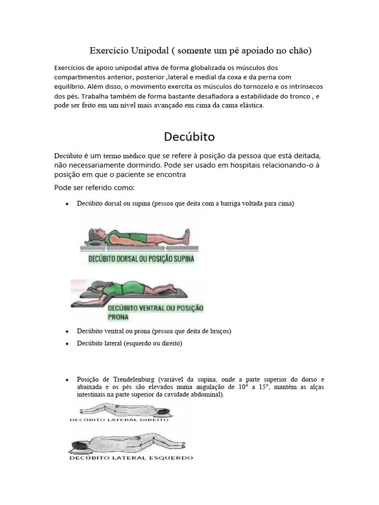 Exercício Unipodal e Posições Corporais | PDF | Pélvis | Sistema Locomotor