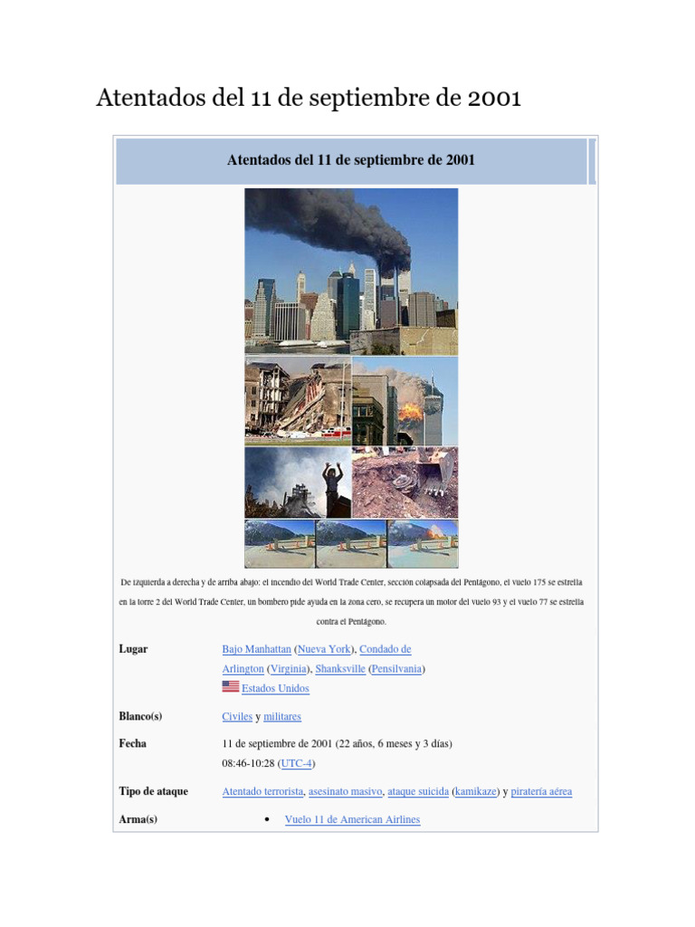 Atentados Del 11 de Septiembre de 2001 | PDF | Ataques del 11 de ...