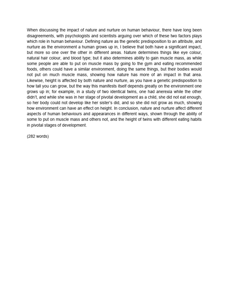 Nature vs. Nurture in Human Behavior | PDF | Self-Improvement | Science ...