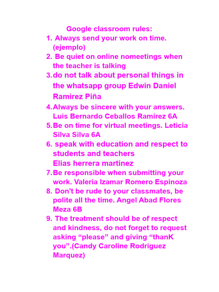 Classroom Rules | PDF