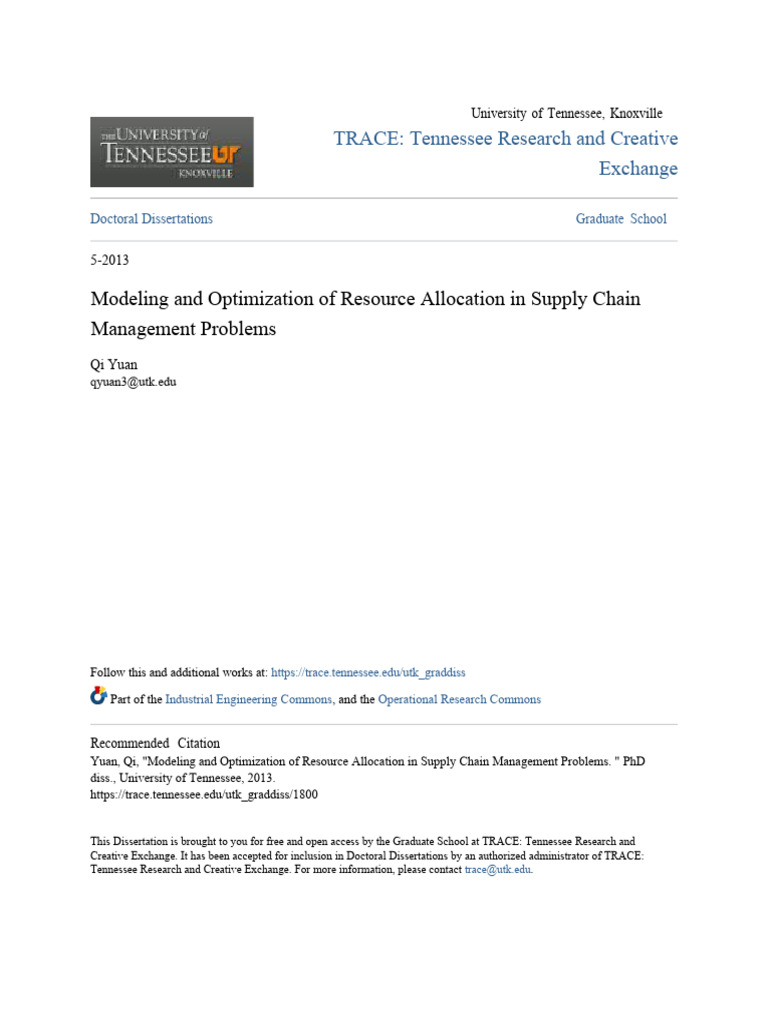 Modeling and Optimization of Resource Allocation in Supply Chain | PDF