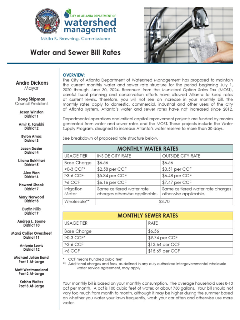 2020 Water-Sewer Rates Fact Sheet | Download Free PDF | Water ...
