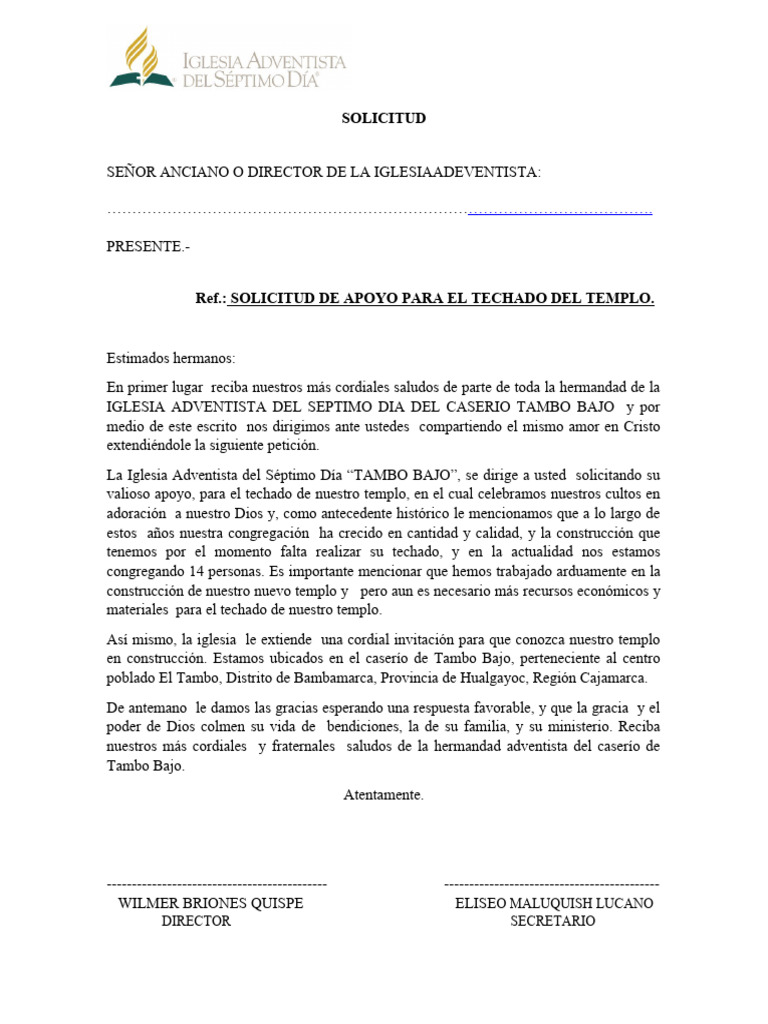 Solicito - Techado de Iglesia | PDF