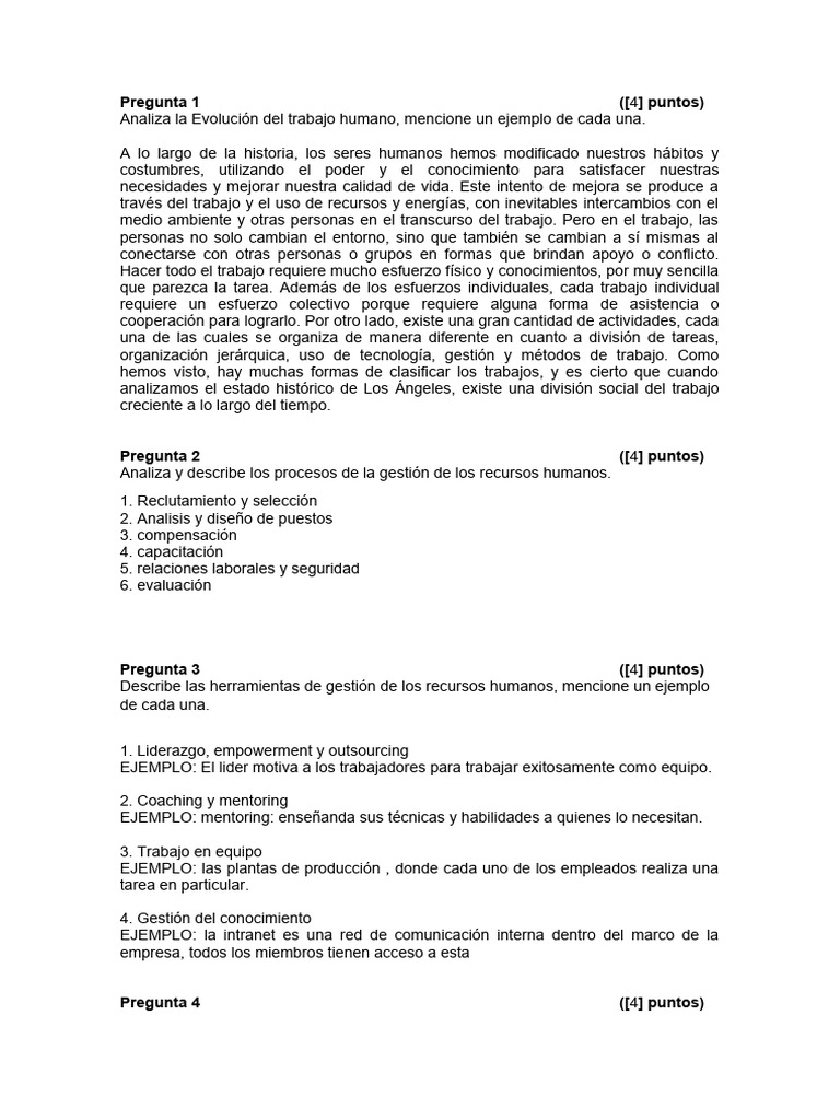 Examen Final Gestion RRHH | PDF | Gestión de recursos humanos | Business