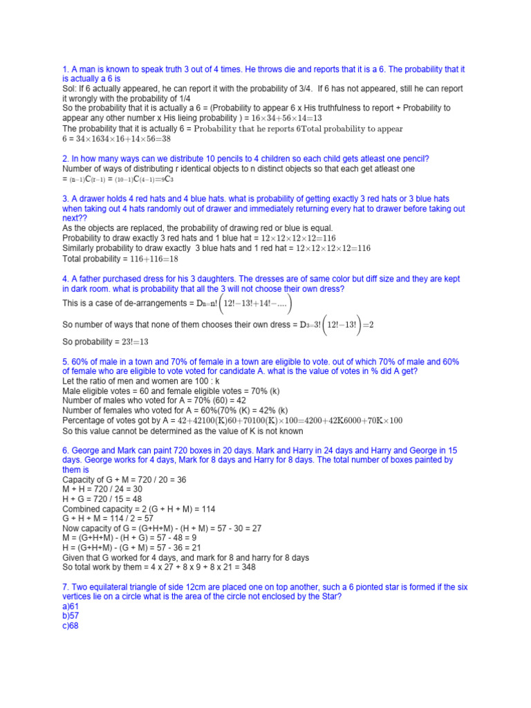 TCS Latest Pattern Questions With Solutions - 15 | PDF | Triangle | Area