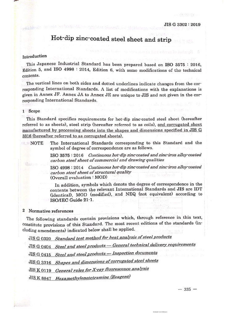 JIS G 3302 - 2019 - (HotDipZinCoat-Steel, Sheet, Coil) SGHC, SGCC ...