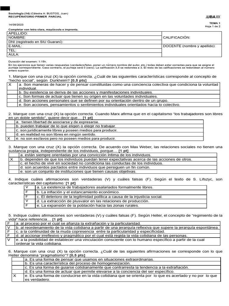 Clave Recu 1° parcial Tema1 | PDF | Socialización | Sociedad