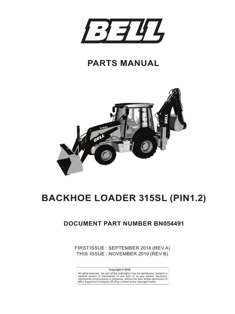 BN054491 PM TLB 315SL Pin1.2 Revb Nov2019 | PDF | Loader (Equipment) | Axle