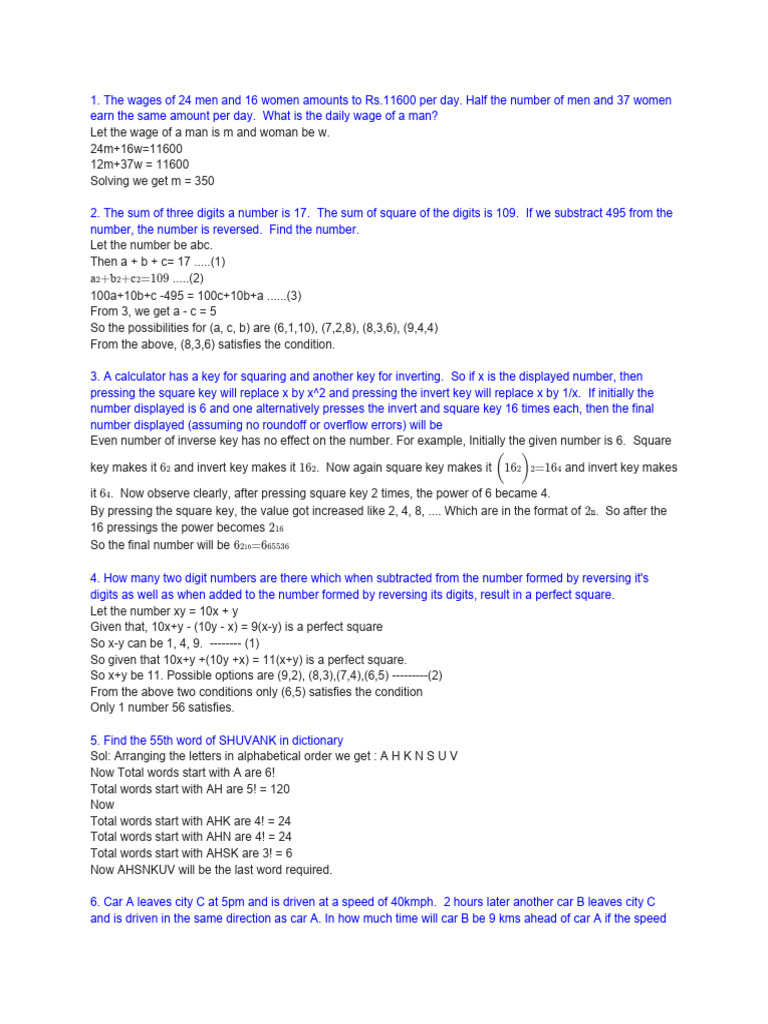 TCS Latest Pattern Questions With Explanations - 8 | PDF | Mathematics ...