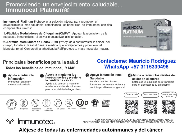 Ficha Immunocal Platinum MRA | PDF | Enfermedades y trastornos | Medicina CLINICA