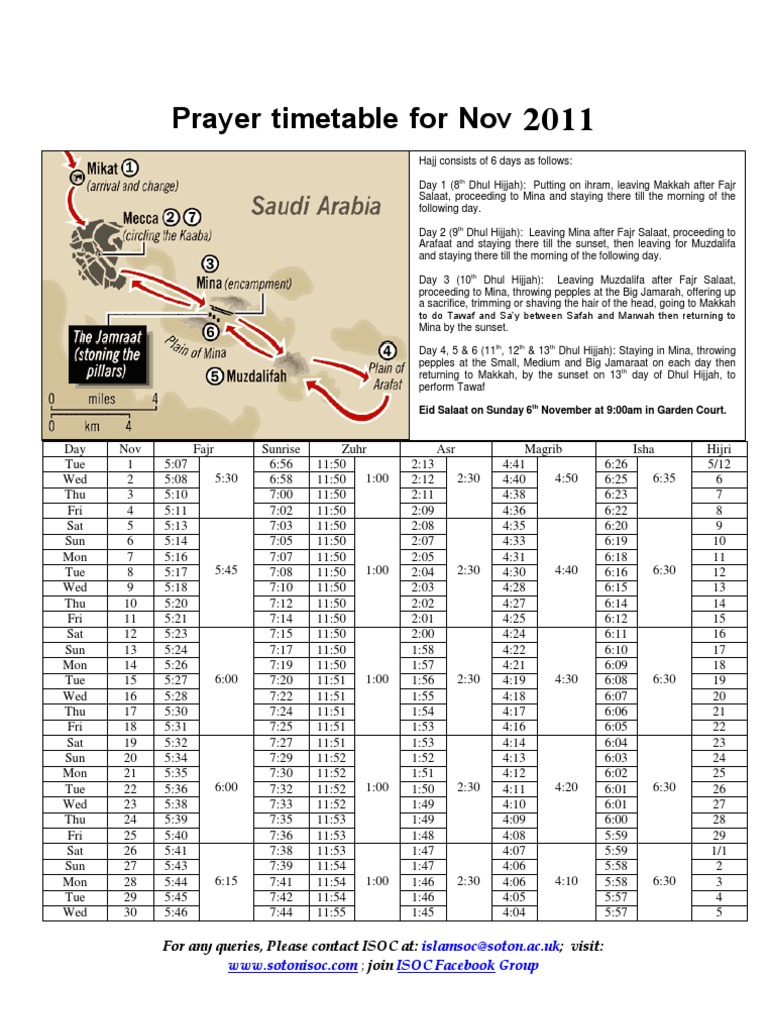 2011 11 NovPrayerTimetable | PDF
