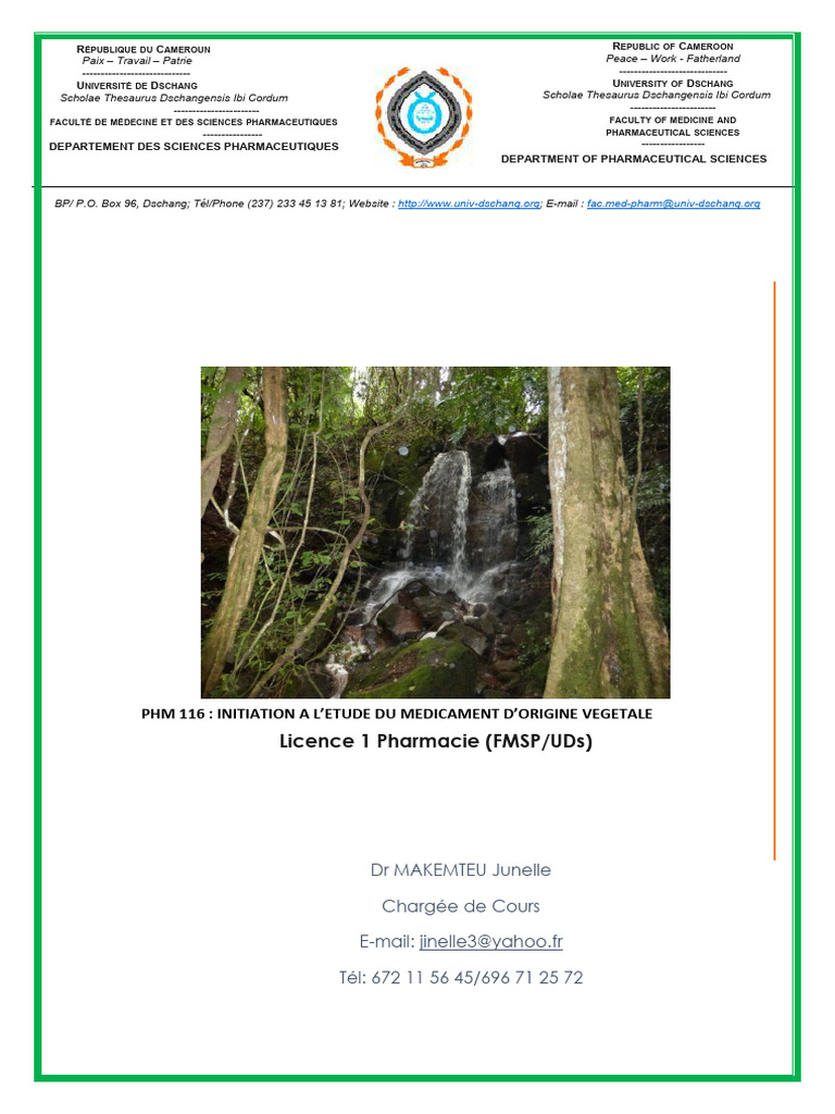 Cours PHM 116 Initiation Étude Médicament Origine Végétale 2023 | PDF