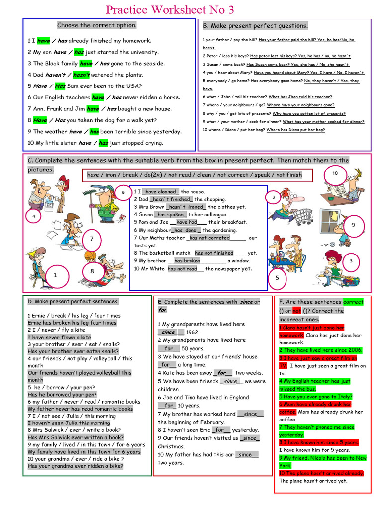 Present Perfect Practice Worksheet | PDF
