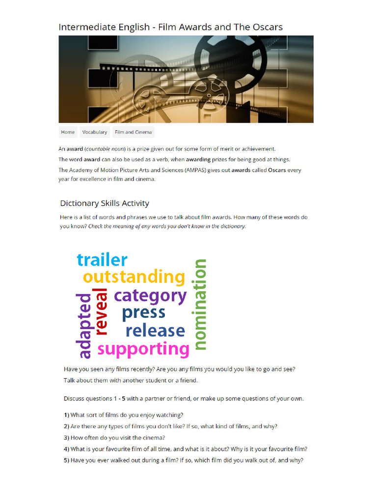 Talking about films and cinema | PDF