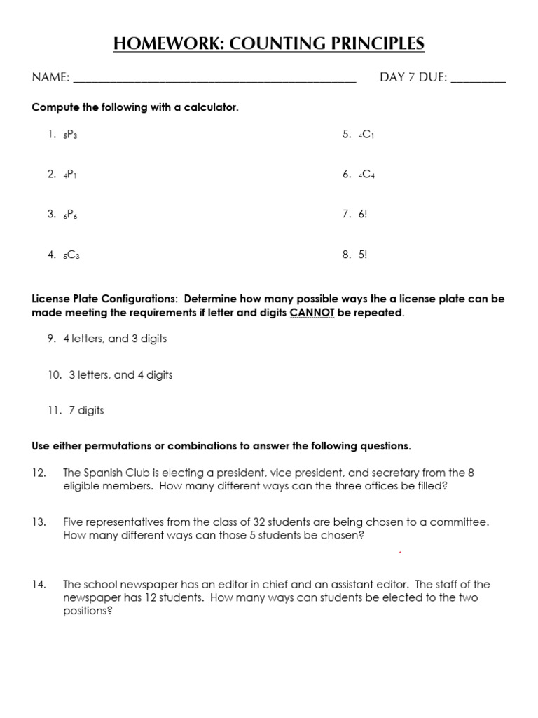 Counting Principles Practice | PDF | Cuisine Counting Principles Practice | PDF | Cuisine