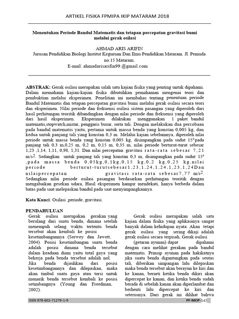 Periode Osilasi Bandul Matematis | PDF