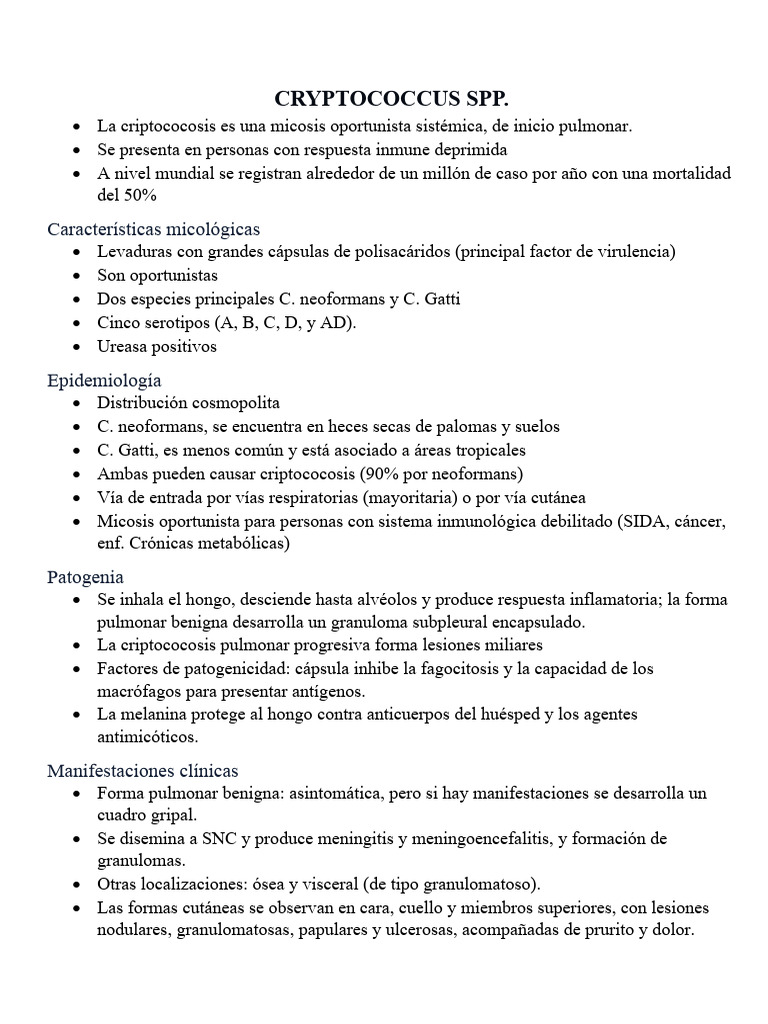 Criptococosis: Infección Oportunista | PDF | Relaciones personales, crianza y desarrollo ...