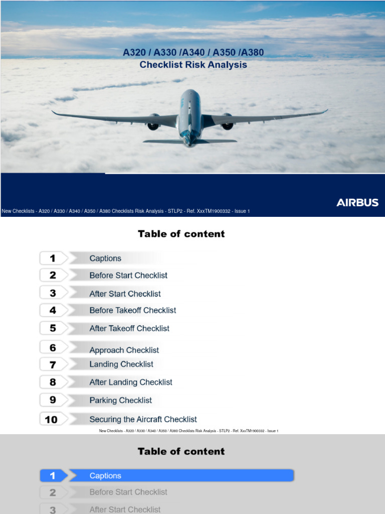 A320-A330-A340-A350-A380 Checklist Risk Analysis | PDF | Transport | Aviation