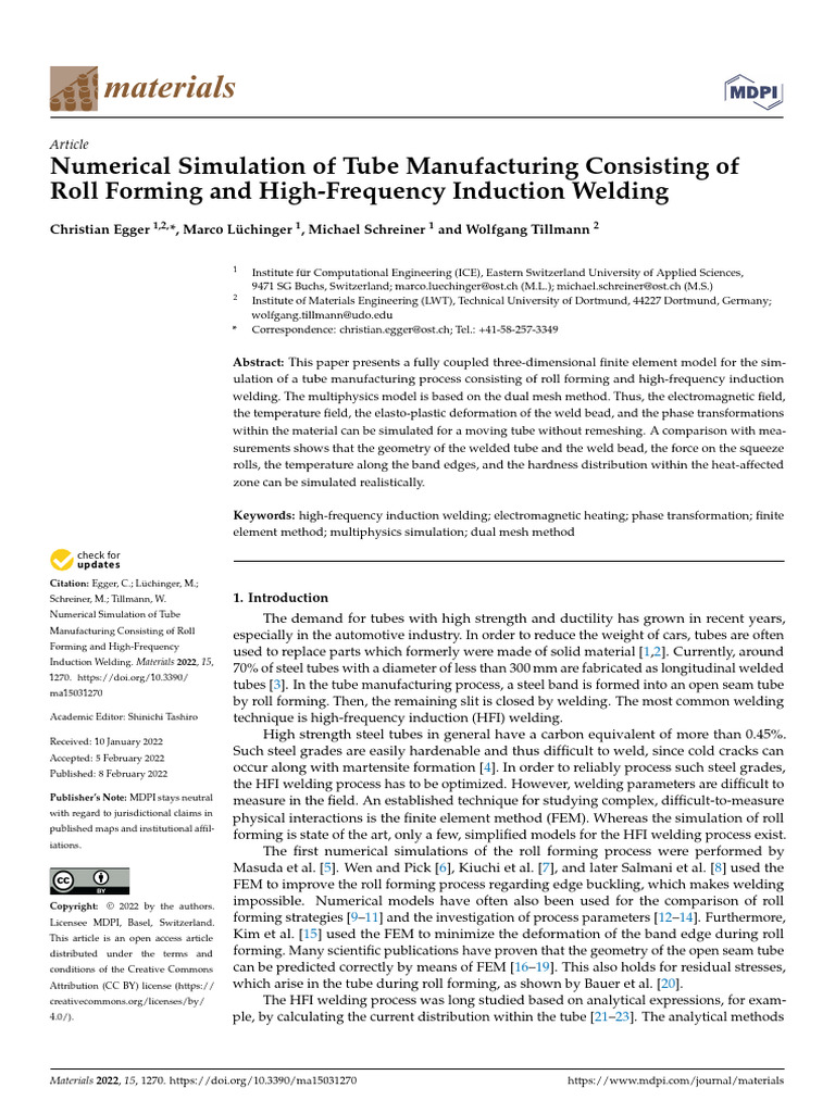 Numerical Simulation of Tube Manufacturing Consist | PDF | Mechanical Engineering | Physics