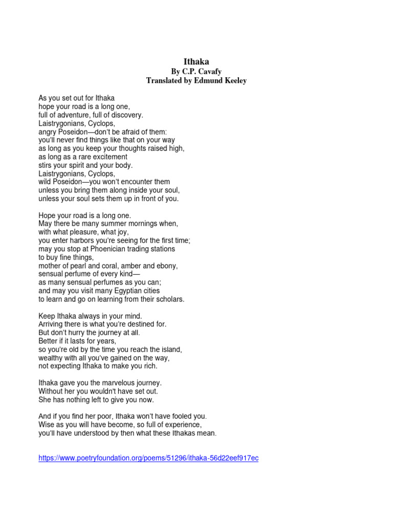 Ithaka Poem Cavafy | PDF