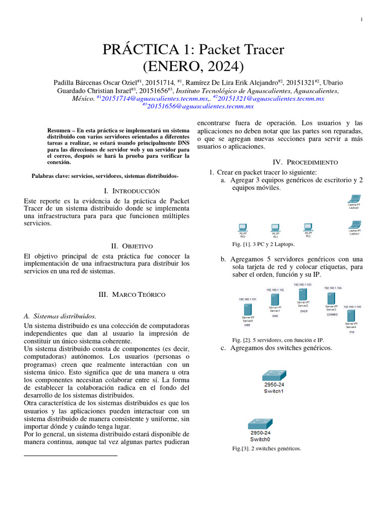 Práctica 1 - Packet Tracer | PDF | Dirección IP | Punto de acceso inalámbrico