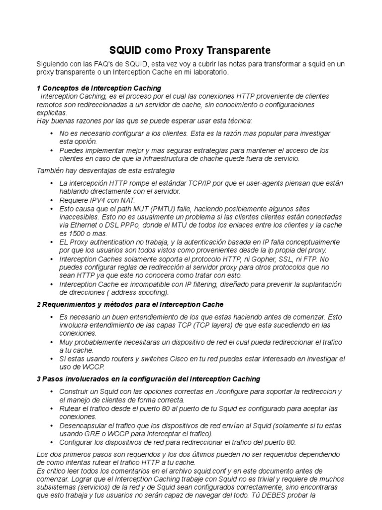 Squid 3.1 Transparente | PDF | Servidor proxy | Dirección IP