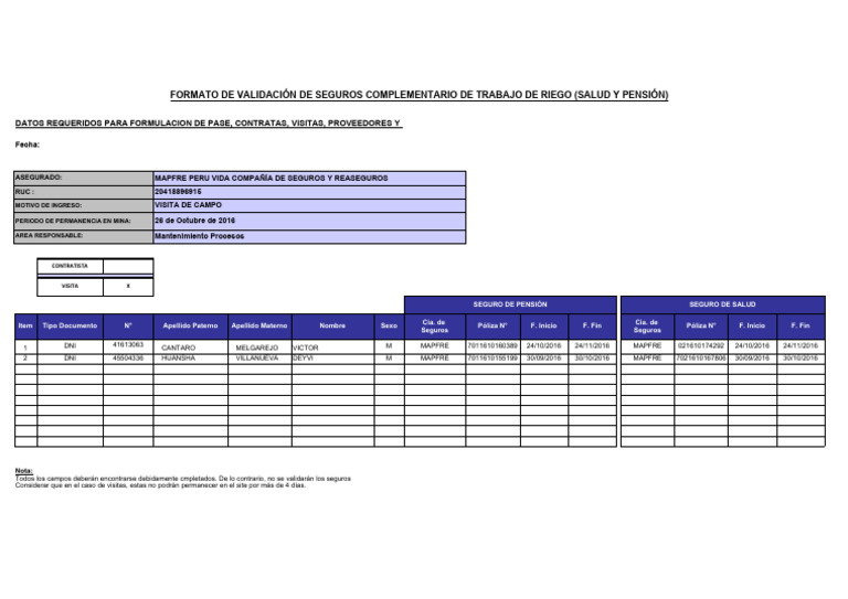 Formato Validación SCTR | PDF