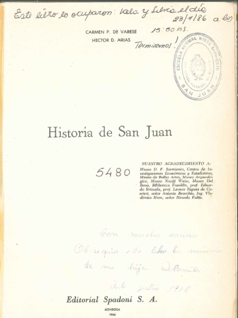 ARIAS, PEÑALOZA - Historia de San Juan | PDF