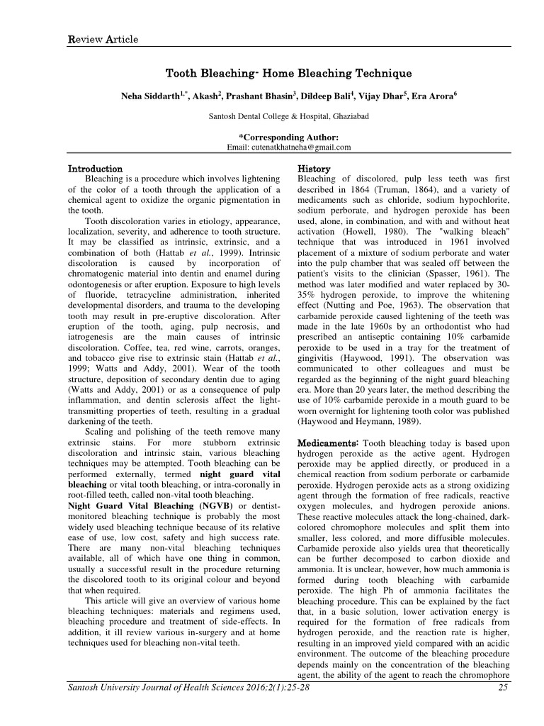 Tooth Bleaching - Home Bleaching Technique | PDF | Human Tooth ...