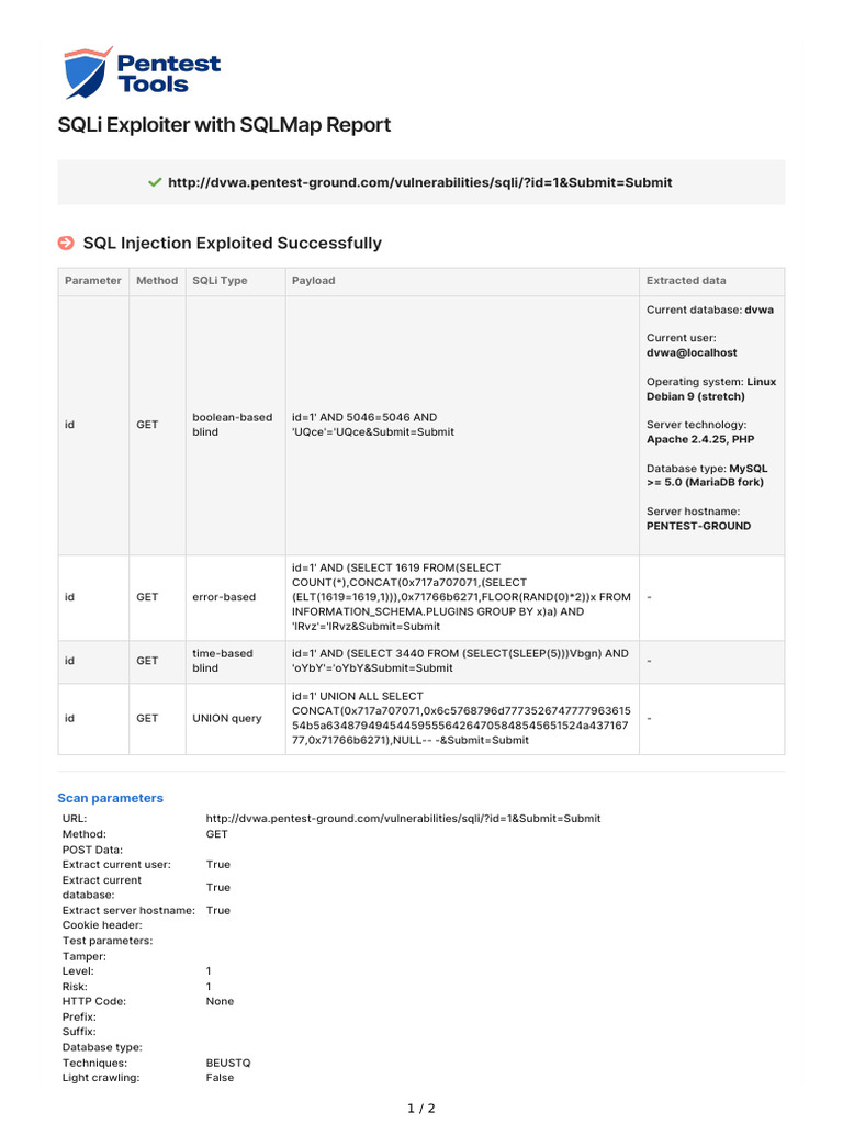 Sqli Exploiter Sample Report | PDF