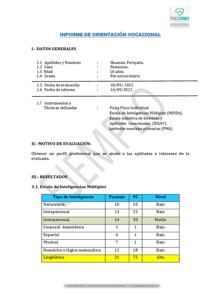 Modelo de Informe O.V 2 | PDF | Inteligencia | Cognición