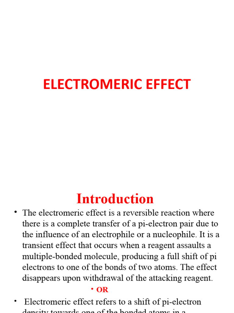 Electromeric Effect Pdf Chemical Bond Chemical Polarity