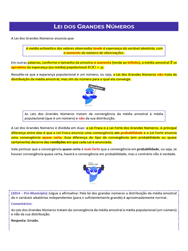 4 Lei Dos Grandes Numeros 55dd Marcado A64d | PDF | Variação ...