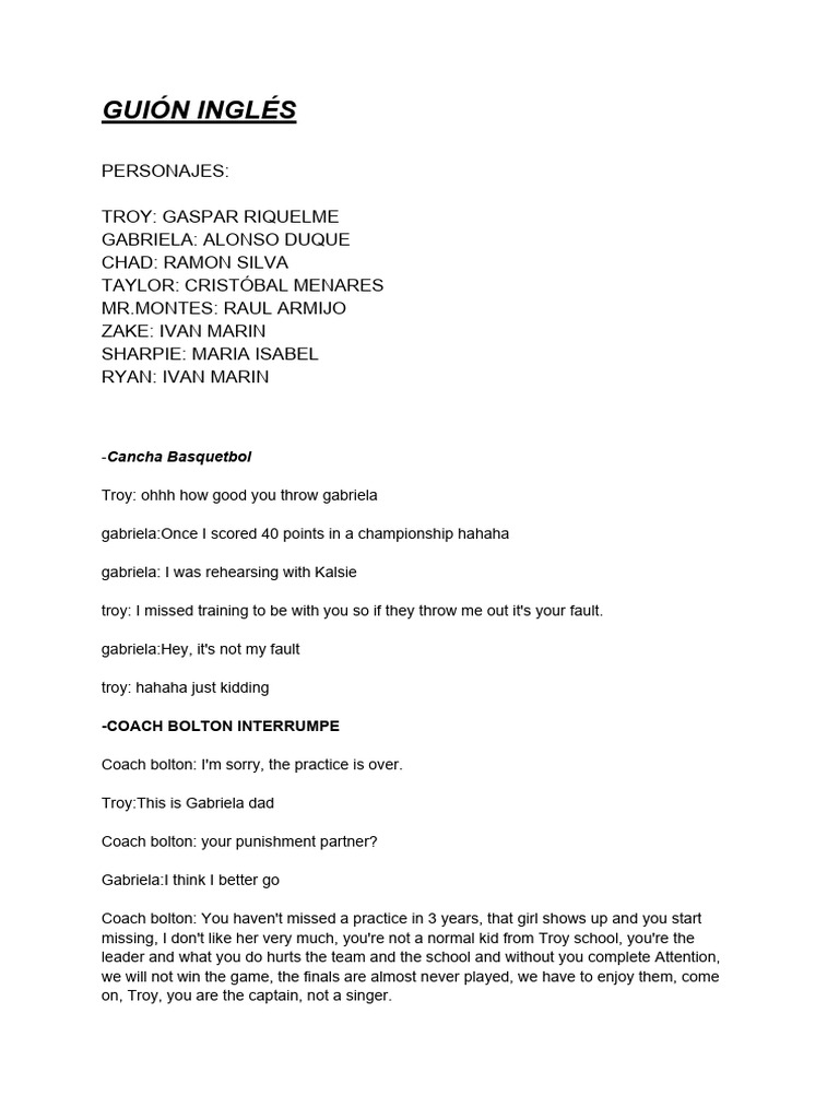Guión Inglés | PDF
