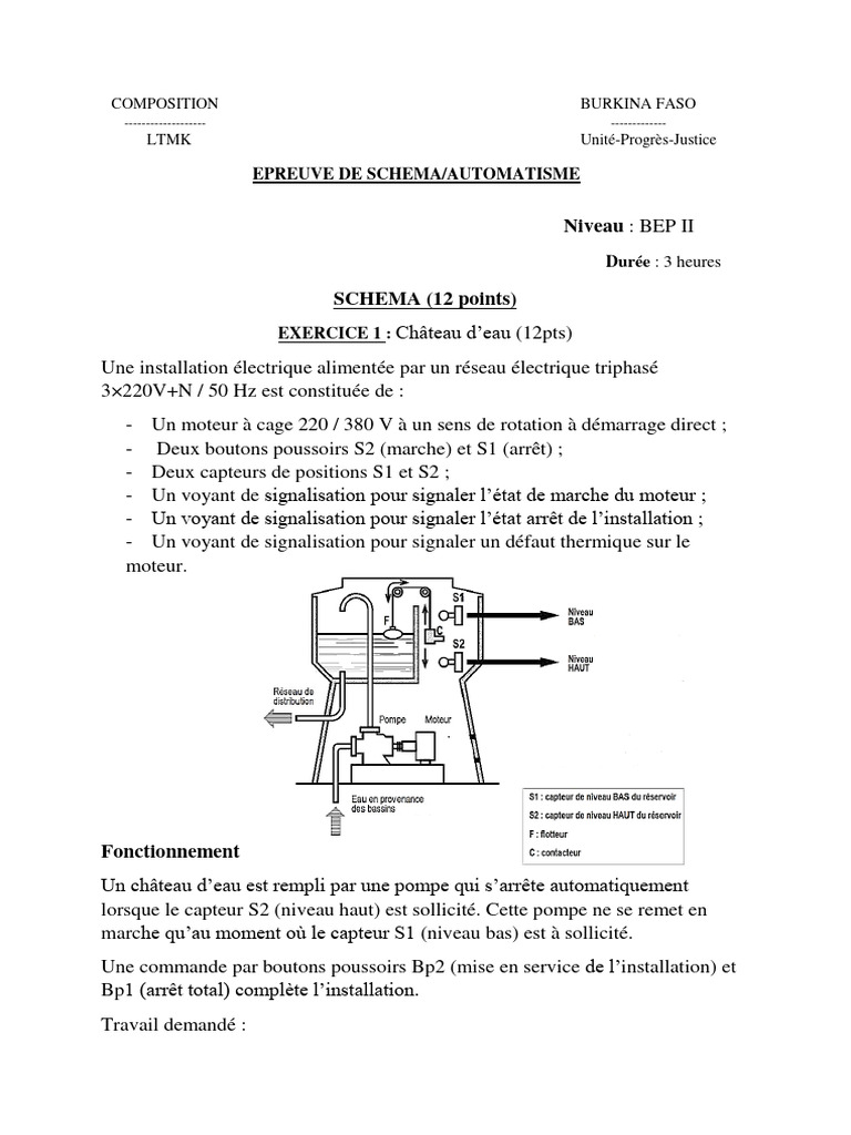 Épreuve de Schéma/Automatisme BEP II | PDF | Électricité | Électrotechnique