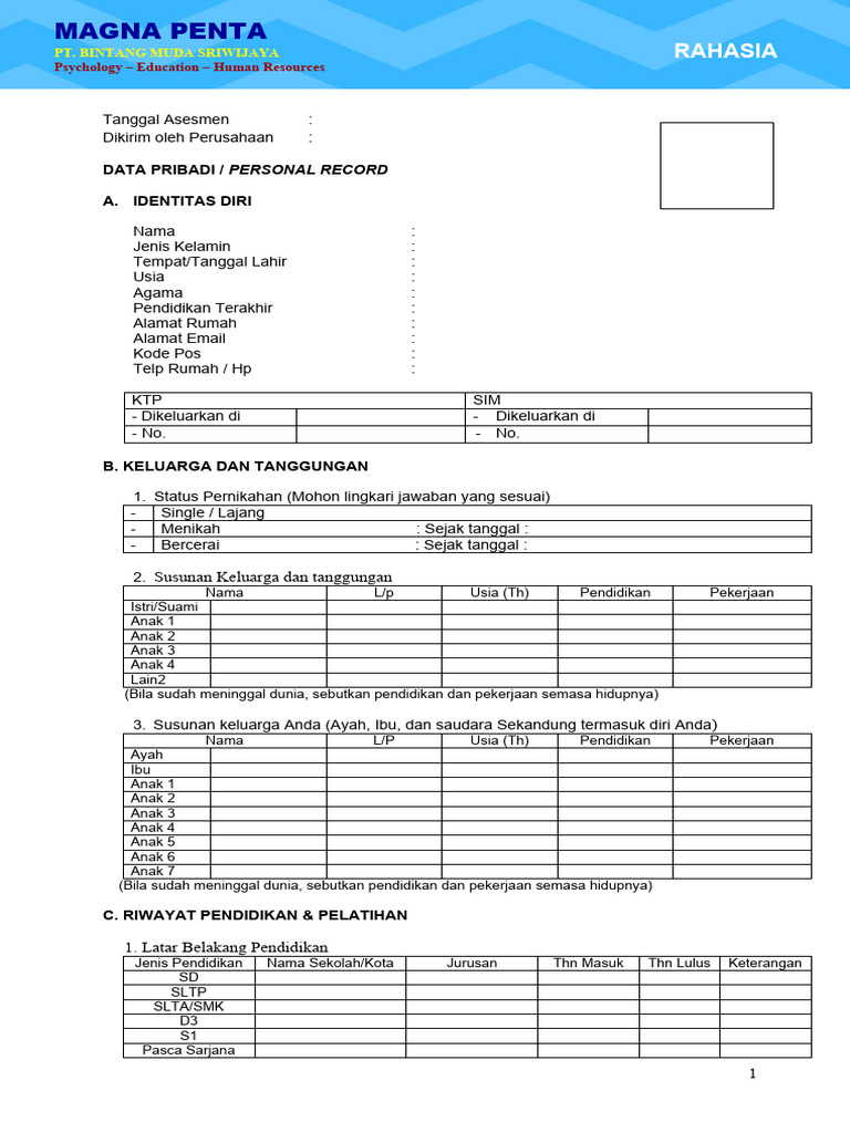 Personal Record Dan Gambaran Aktivitas Kerja-MP-2-2 | PDF | Karier & Perkembangan