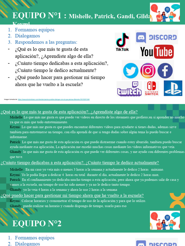 Presentacion de Equipos | PDF | Chat en linea