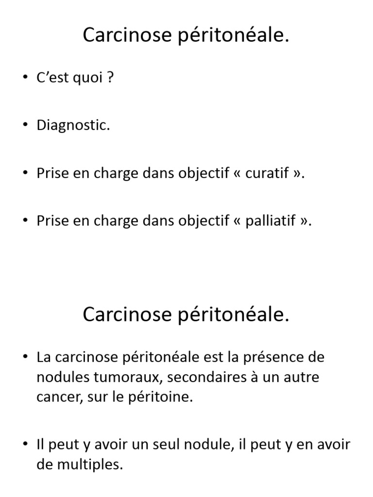 Prise en charge de la carcinose péritonéale | PDF | Médecine clinique ...