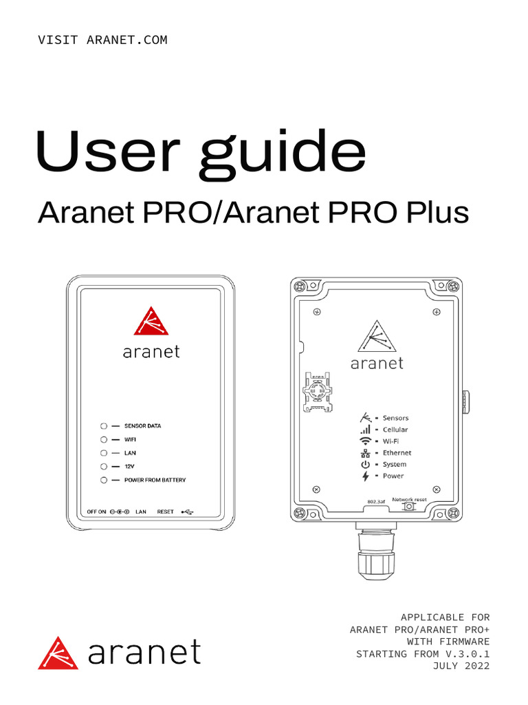 Aranet PRO/PRO+ User Guide v3.0.1 | PDF | Ip Address | Computer Network