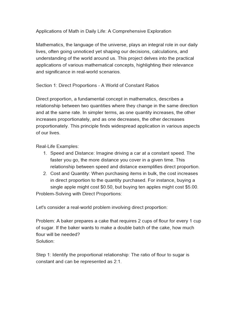 Real Life Applications Of Direct Proportions Pdf Demand Mathematics
